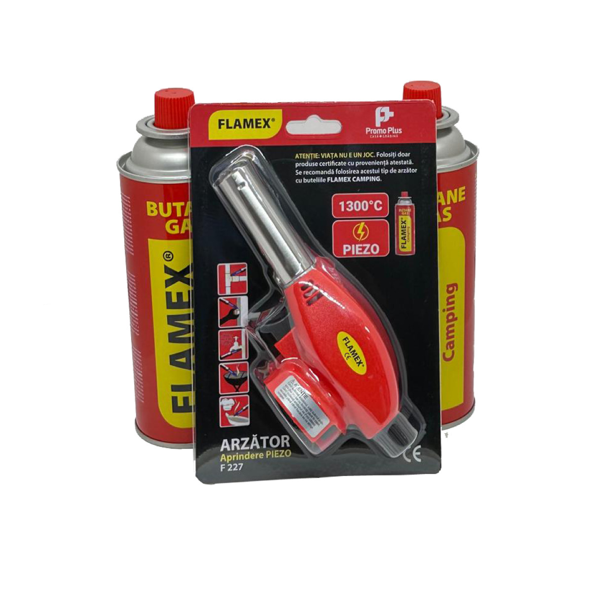 Set cap arzător FLAMEX 227 + 2 butelii cu gaz 227g FLAMEX - Flamex